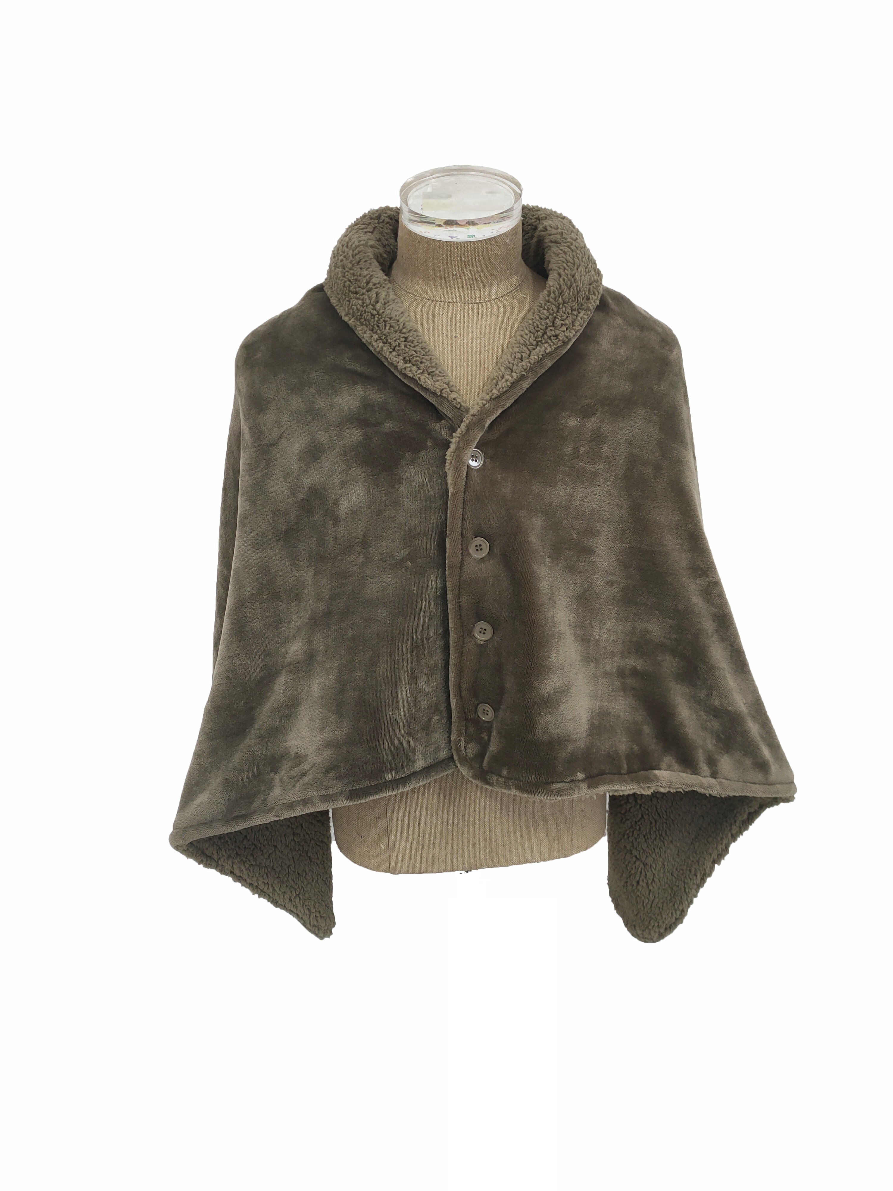 Poncho Cape met 4 Knopen - Gravier 75x150cm