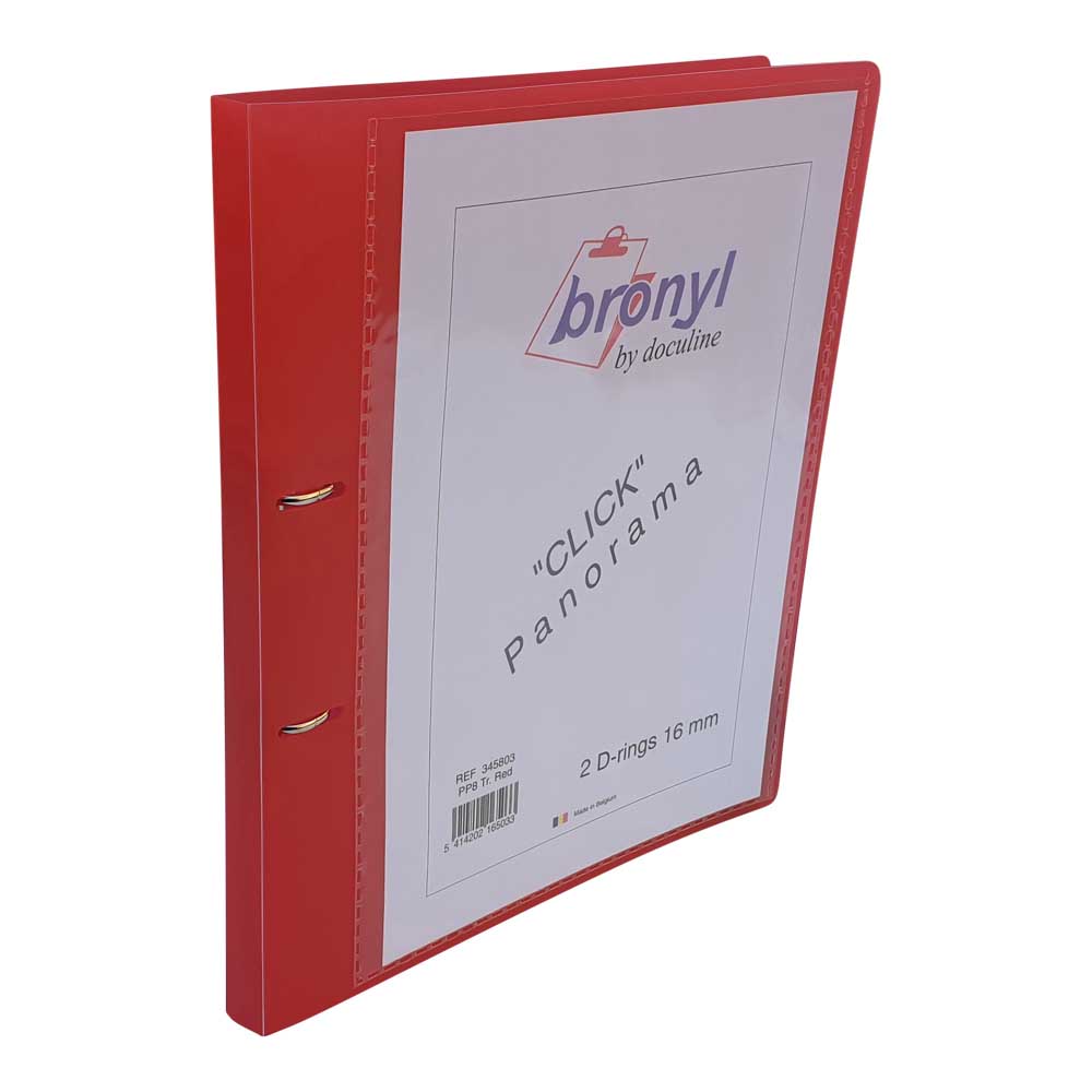 Ringmap A4 Click Panorama Transparant PP8/10 - Rood - Ringen 16 mm - Rug 20 mm