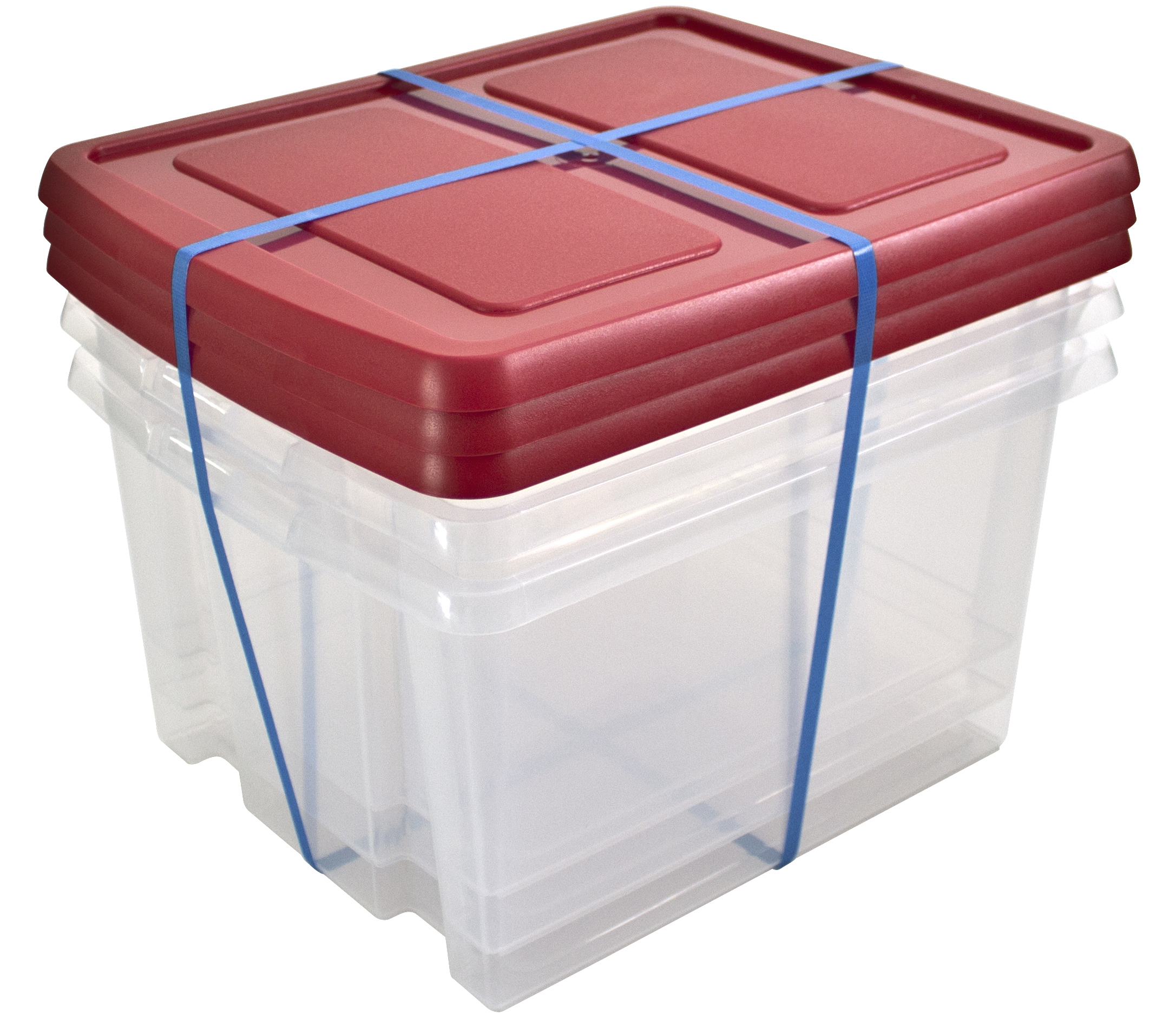 Sunware Opbergbox Nesta 32l set 3 stuks met Deksel- Transp/Rood- 46X36 ...