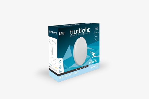 Twilight Plafondlamp 15W met Sensor 4000K - 1800 Lumen
