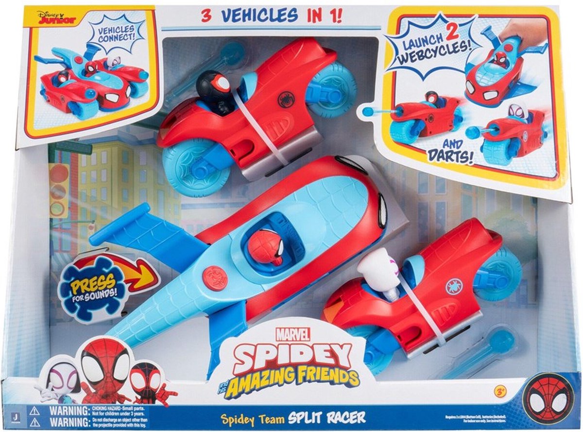 Spidey and His Amazing Friends 3 in 1 Voertuig, Spidey Team Split Racer ...
