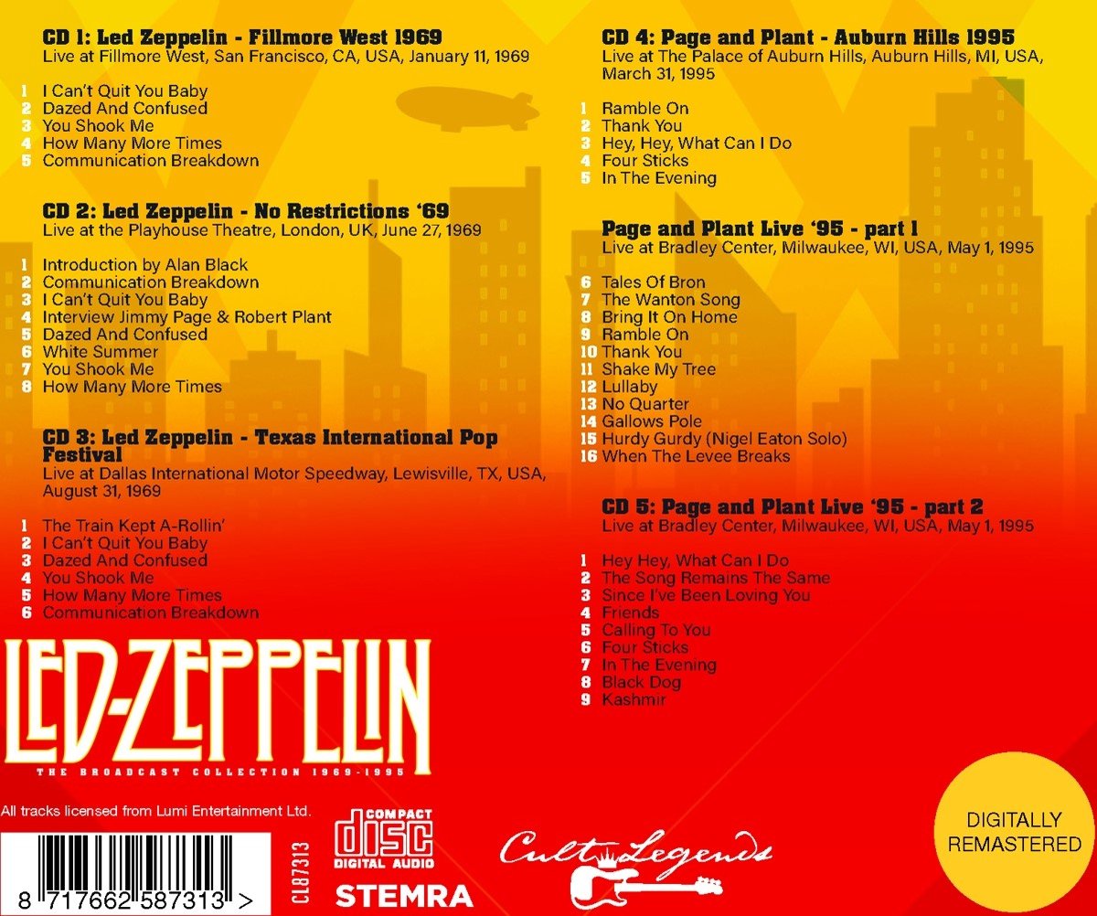 Led Zeppelin - 1969 tot 1995 5CD Box The Broadcast Collection