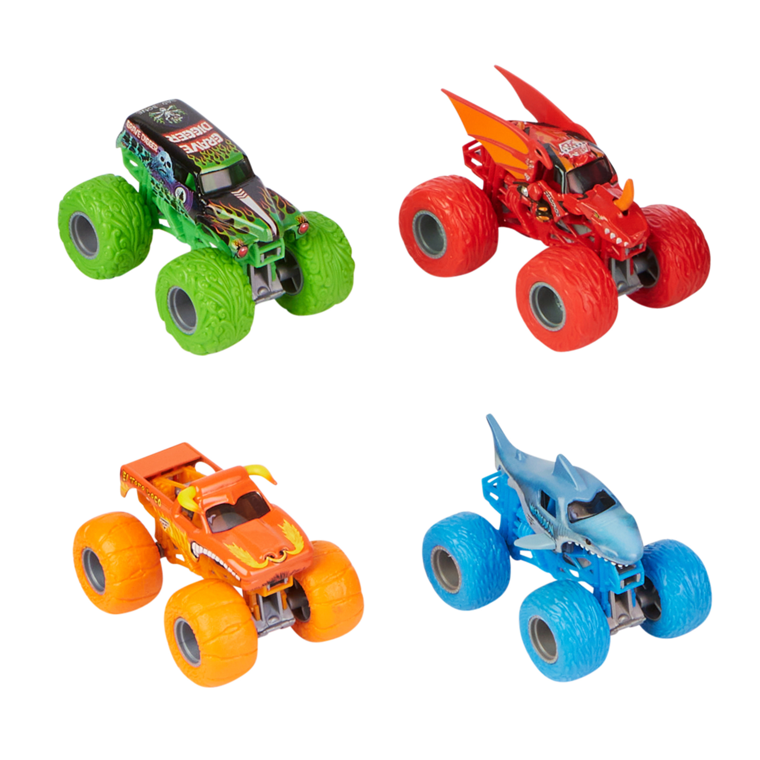 Monster Jam Metalen 1:64 Tough Treads 4 pack