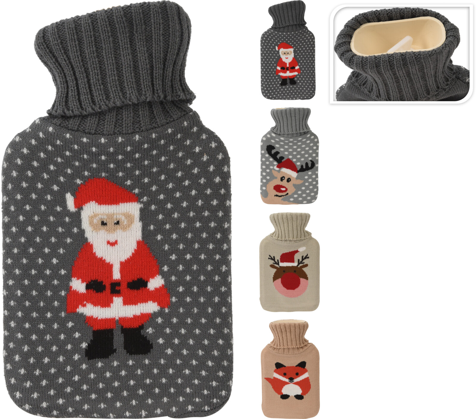 Warmwaterkruik Kerstfiguur 850 ml 16x26 cm - assorti