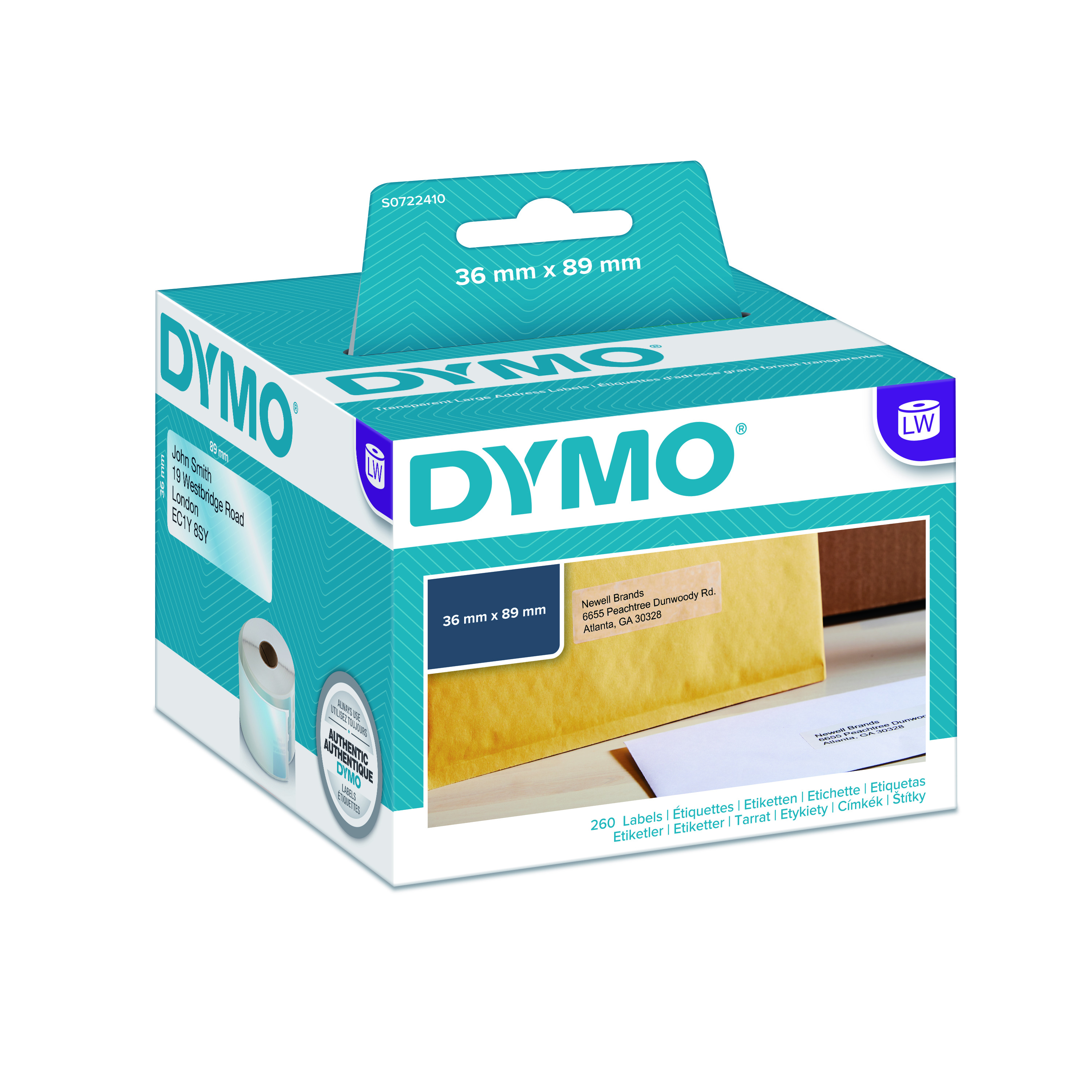 DYMO Groot Adresetiket - Transparant 1X260 voor EL40/60/TURBO 310/320/330