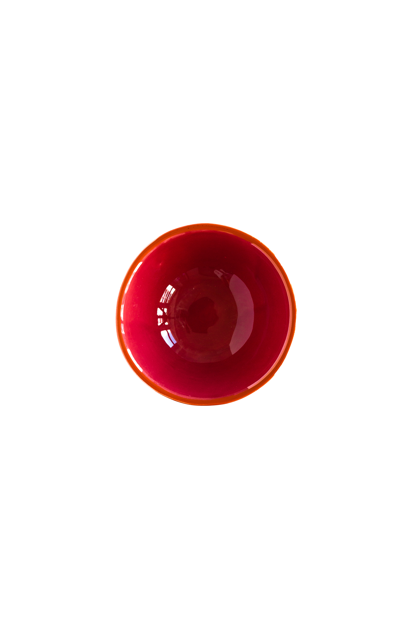 Val Pottery Marvelous Bowl Inez 15x6 cm - Dark Red & Dark Orange Line ...