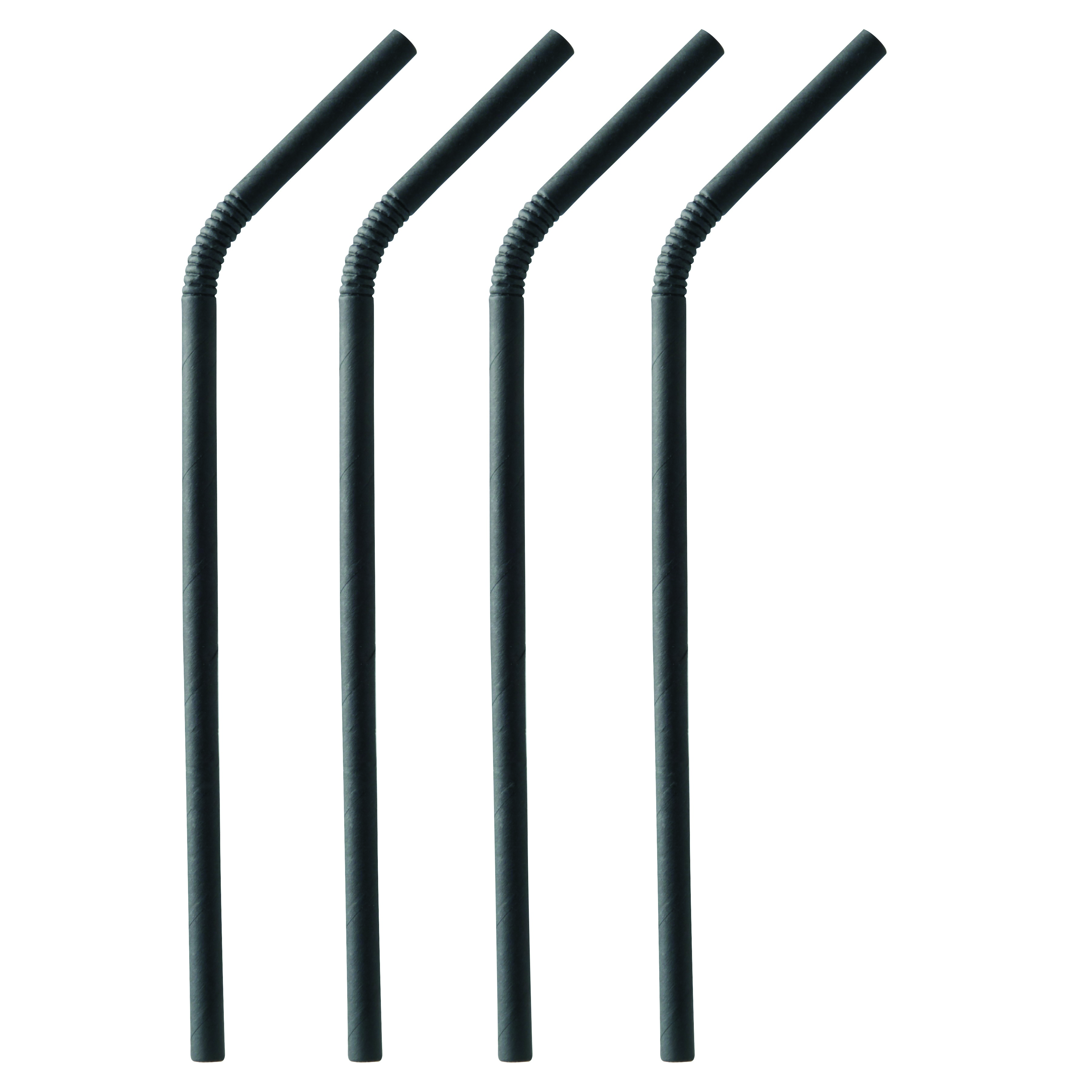 PapStar Drinkrietje 22 cm Zwart Set 100 stuks - Papier