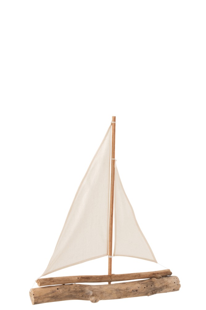 J-Line Zeilboot Drijfhout Naturel 60x15x53 cm