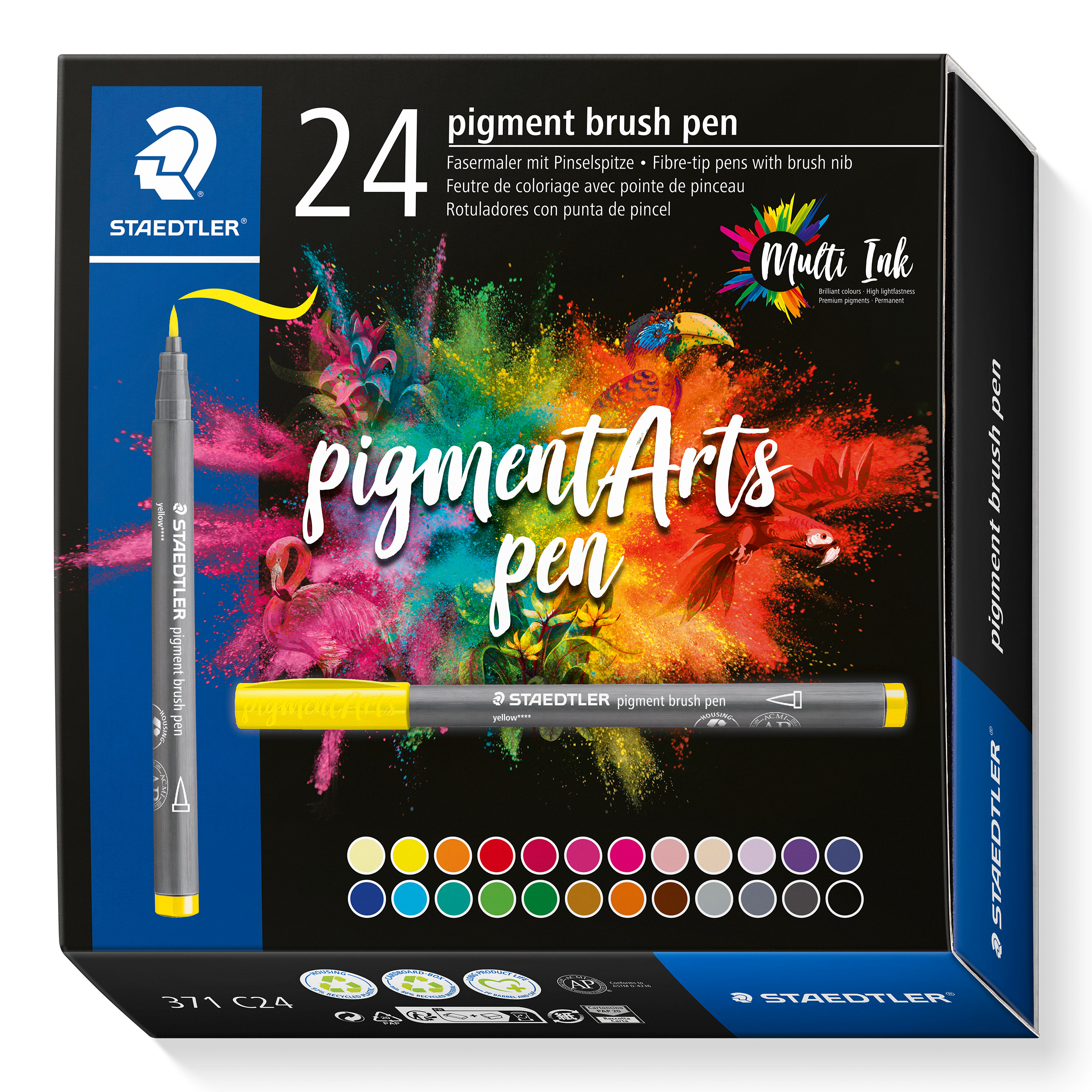 Staedtler Pigment Brush Pen Arts 24 stuks - assorti - Multi Ink