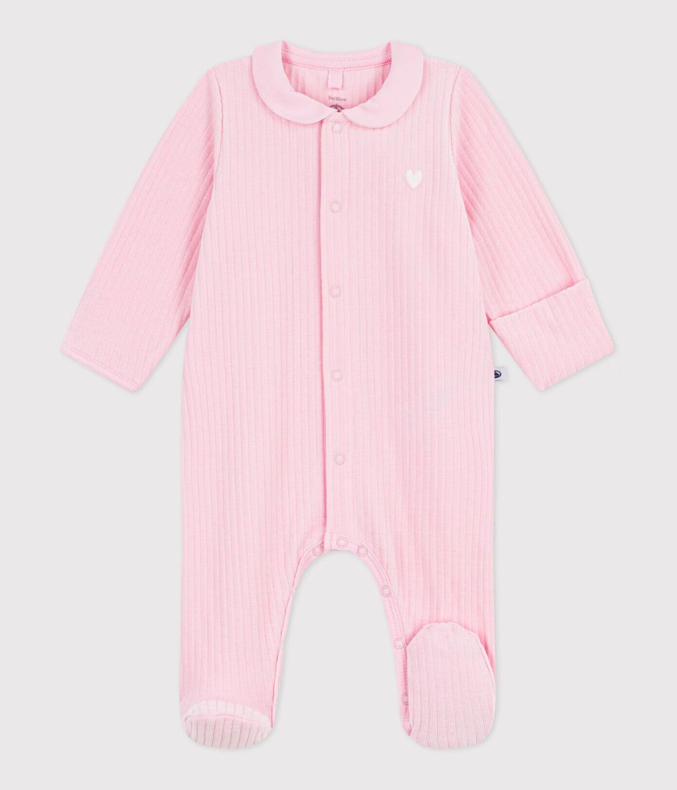 Petit Bateau Pyjama Baby met Kraag Fluweel Effen Roze - 00 maand | 00 ...