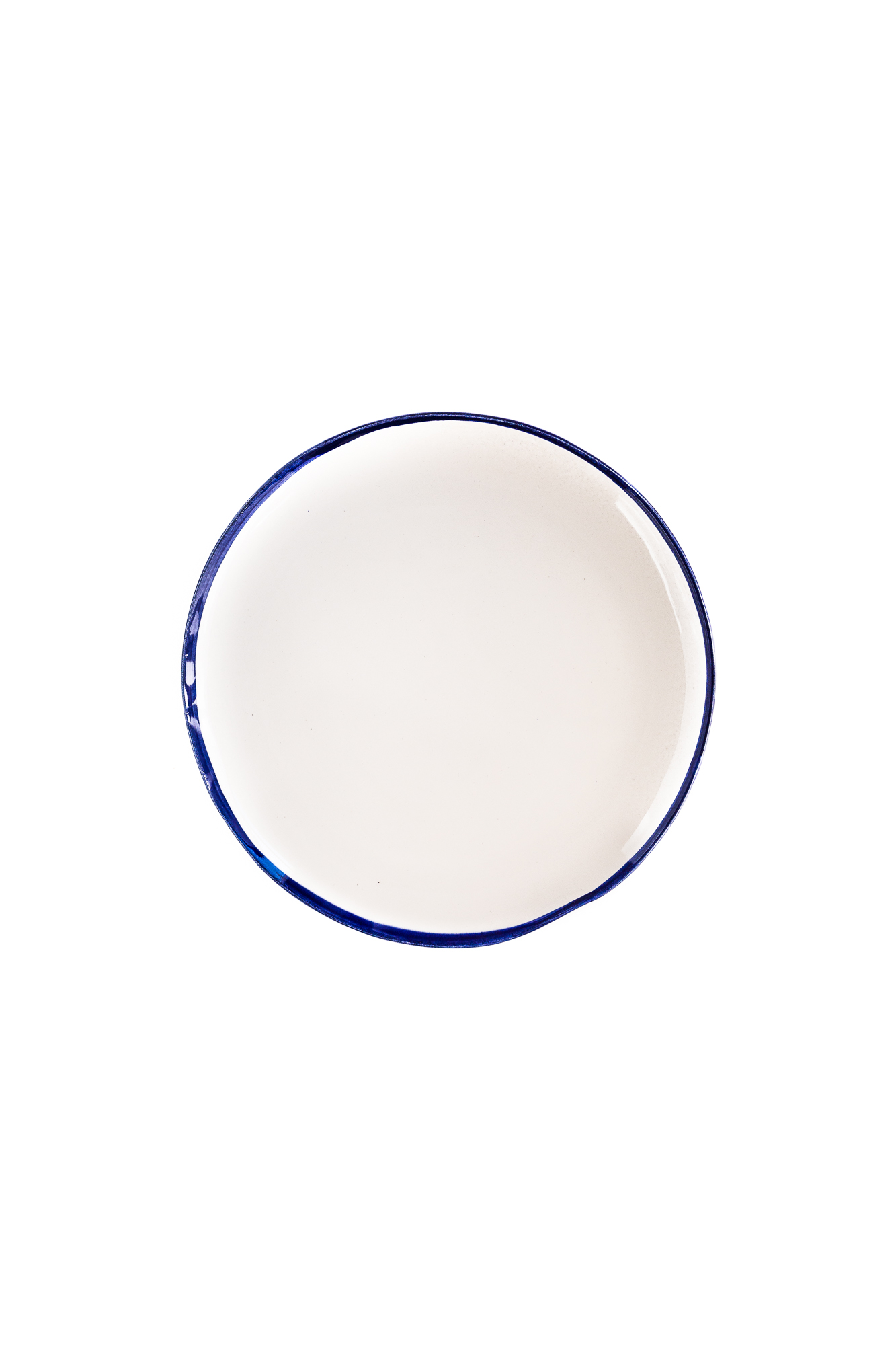 Val Pottery Foolish Plat Bord Crazy Quarter 20cm - White & Blue Edge ...
