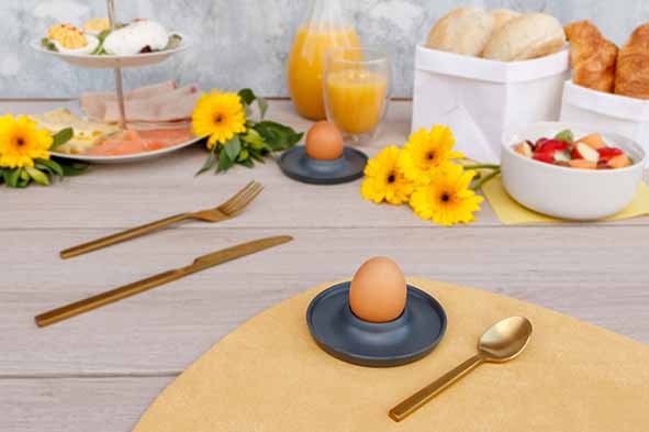 Cosy&Trendy Eierdop Kupo set 4 stuks 11x2 cm - Misty Grey - Melamine