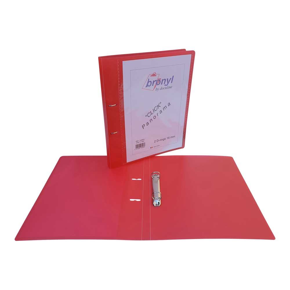Ringmap A4 Click Panorama Transparant PP8/10 - Rood - Ringen 16 mm - Rug 20 mm