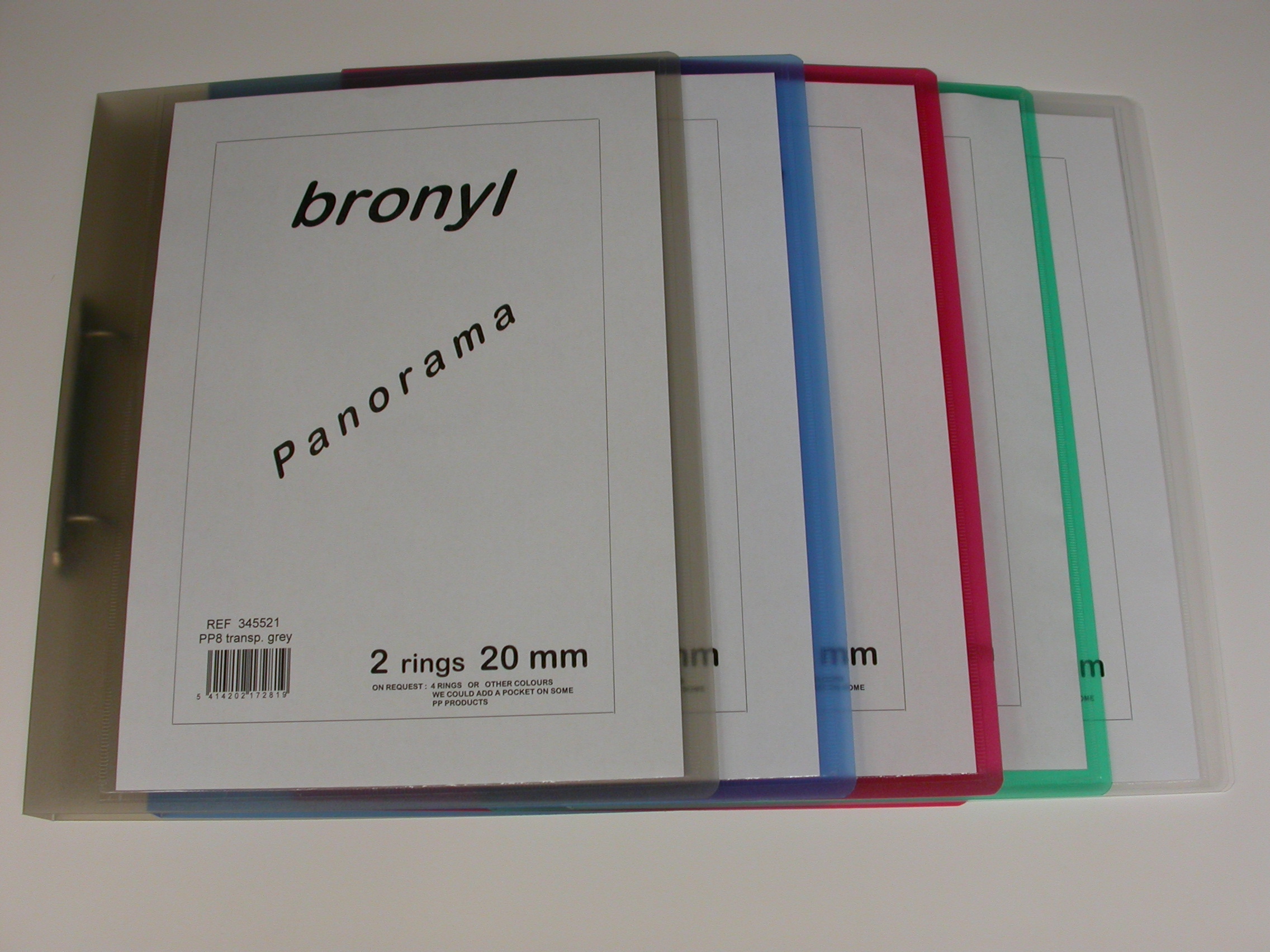 Ringmap A4 Panorama PP8/10 Transparant Ringen 20 mm - Rug 25 mm - assorti