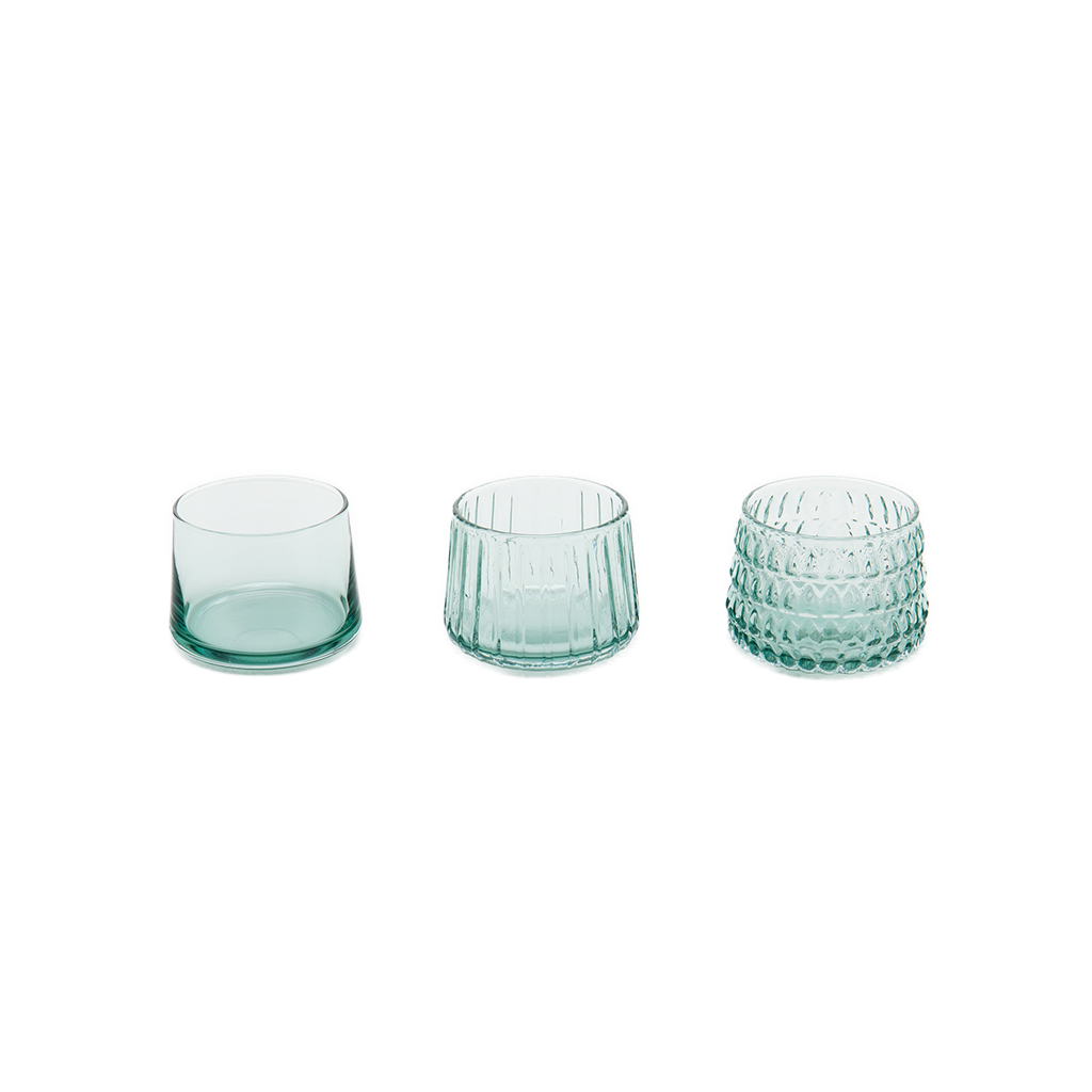 XL Theelichthouder Dim Green Light set 3 stuks - 8x6 cm - Glas
