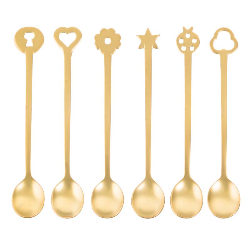 Party Lepel - Portafortuna - RVS Sambonet - Antiek Goud - 6 stuks