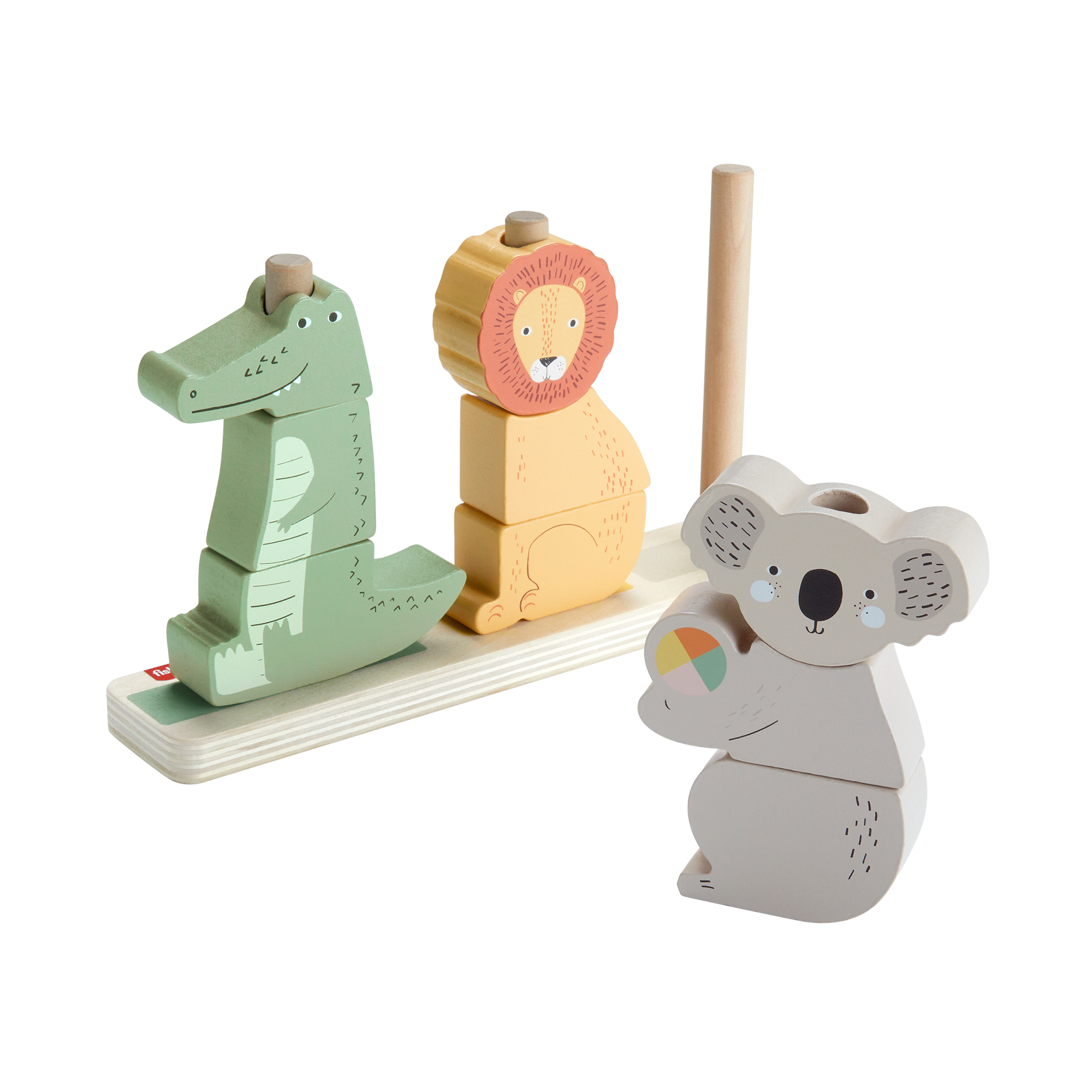 Fisher-Price Houten dieren stapelen en sorteren, 10 onderdelen | 31979576