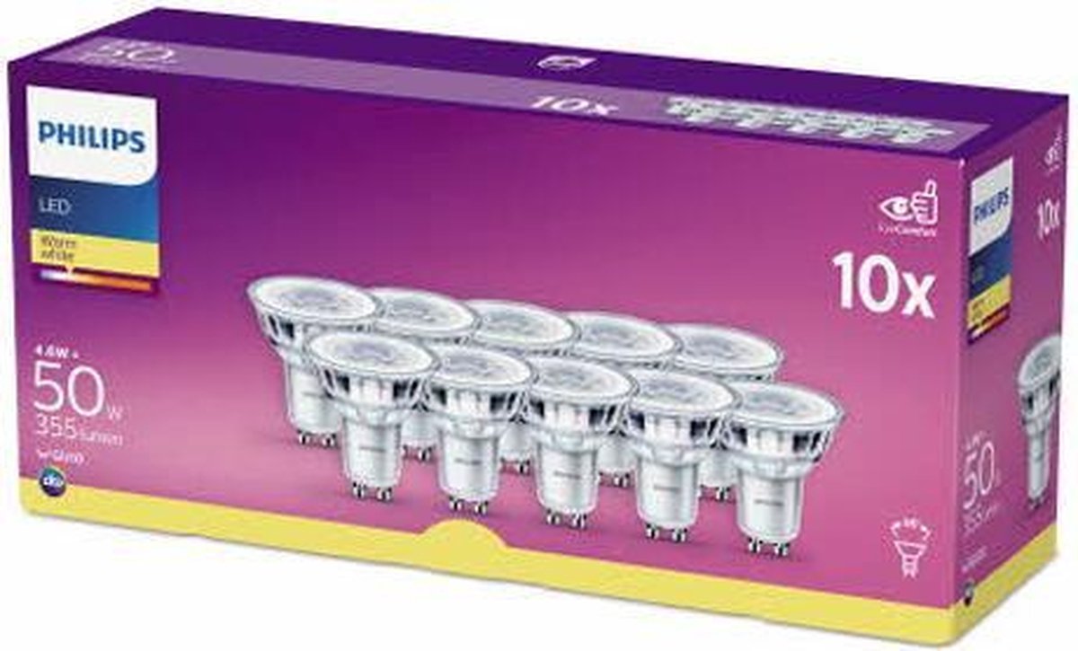 Philips LED Spot 36D GU10 4.6W 355lm 2700K - 10 stuks