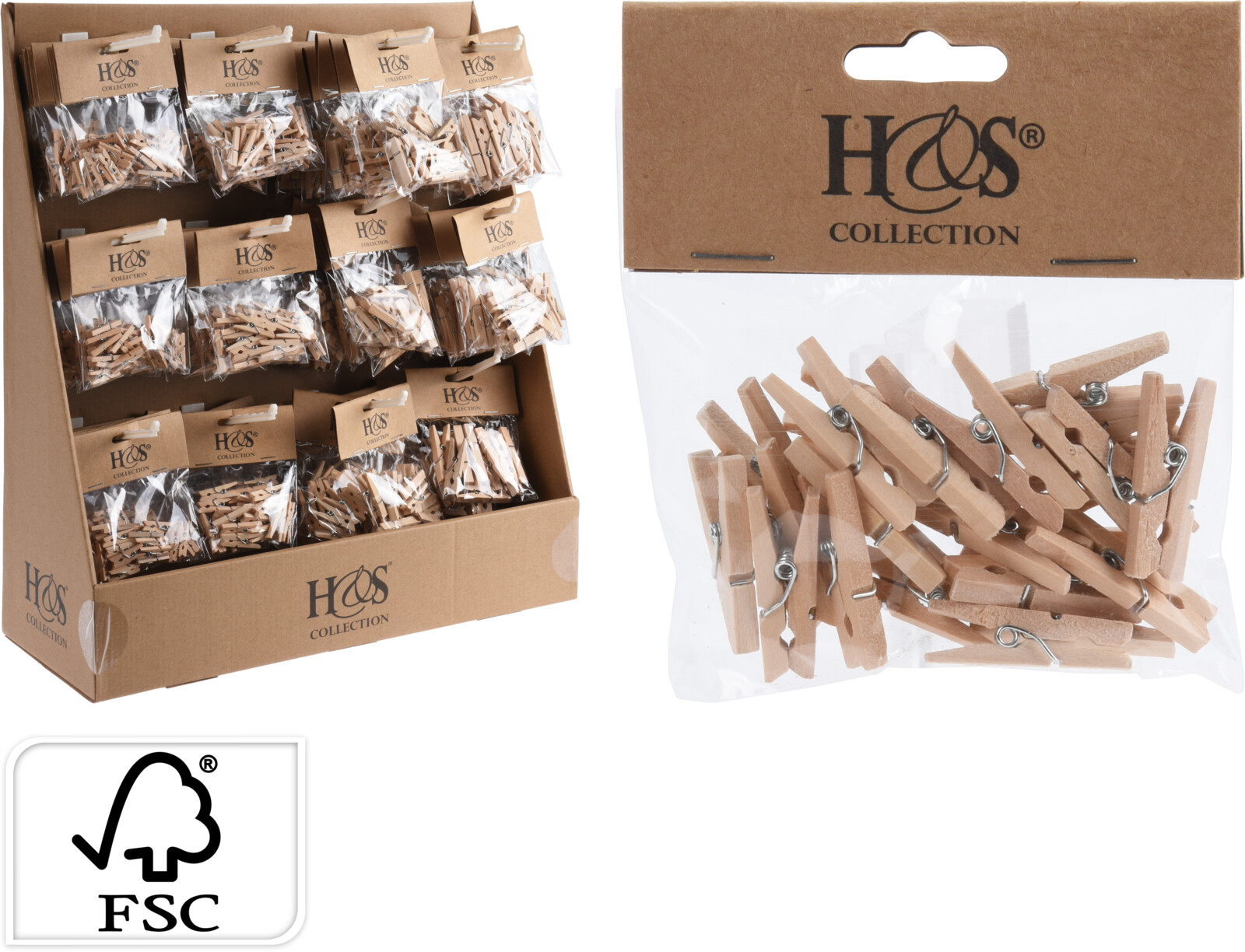 Houten Knijpers Set 20 stuks Hout/Gekleurd- Diverse Combi's - assorti