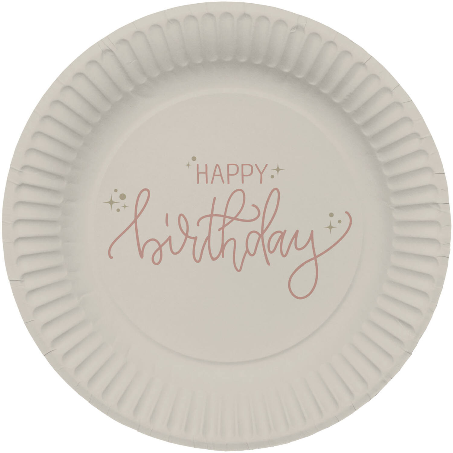 Bord Happy Birthday 23 cm Creme Rose - 8 stuks - Karton