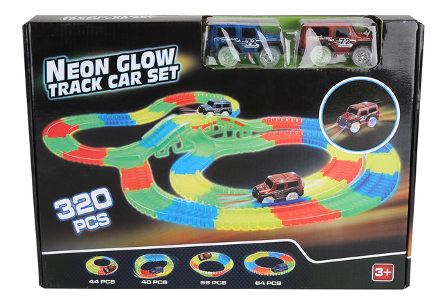 Neon Glow Track Car Set 320 delig met 2 auto's | 31979826
