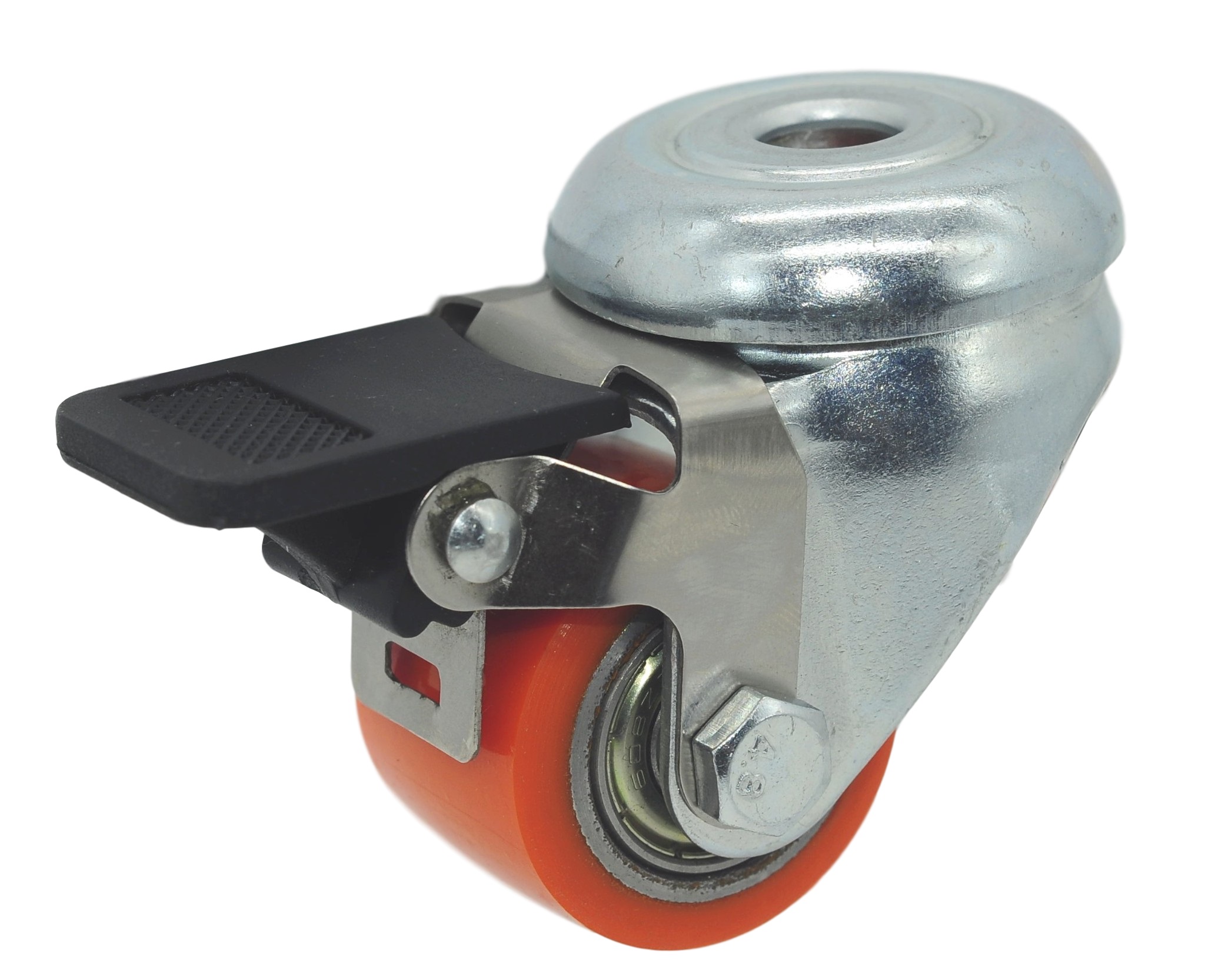 Zwenkwiel Bruin Diameter 38mm met Rem Rubber - met centraal boutgat