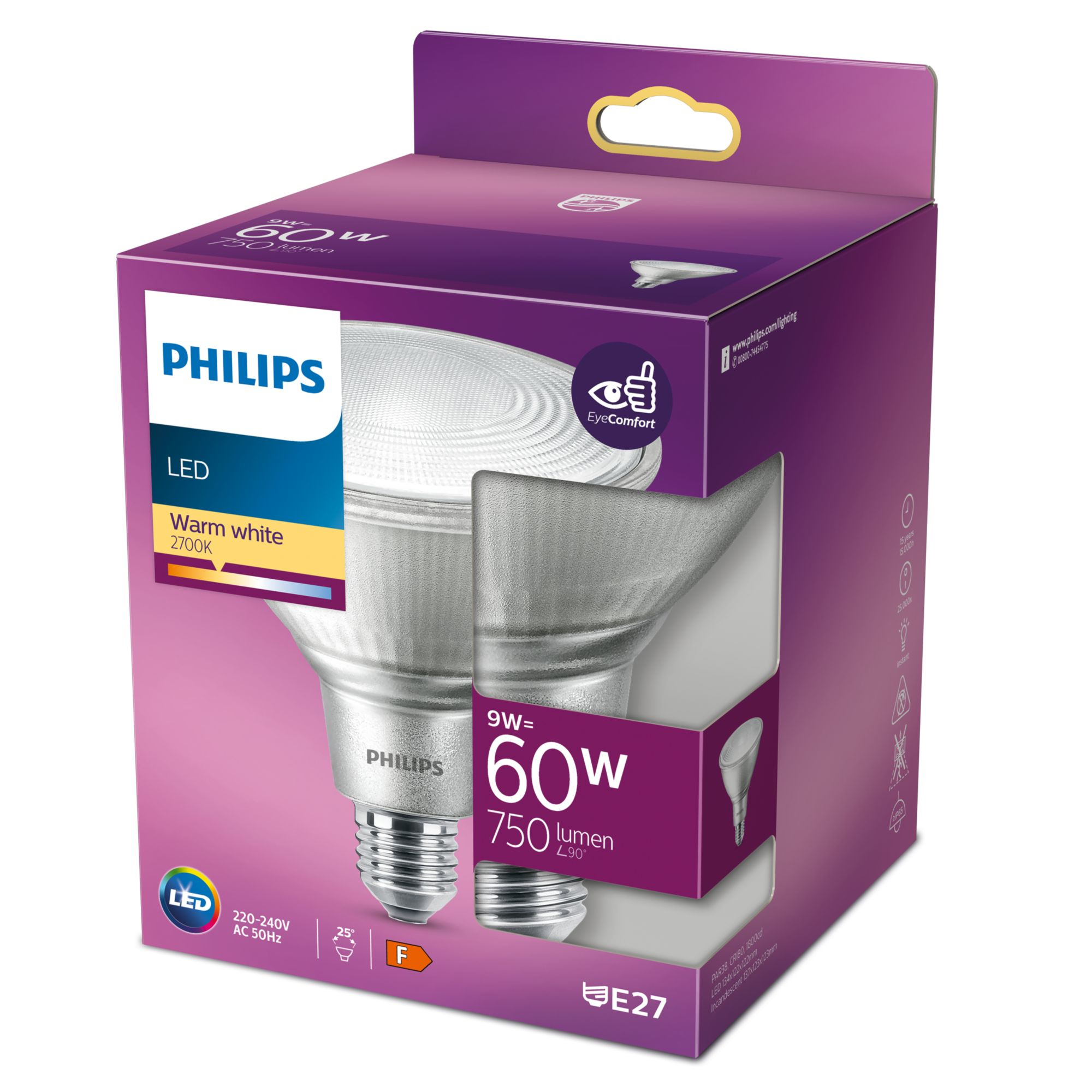 Philips LED Spot PAR38 25D E27 9W 750lm 2700K