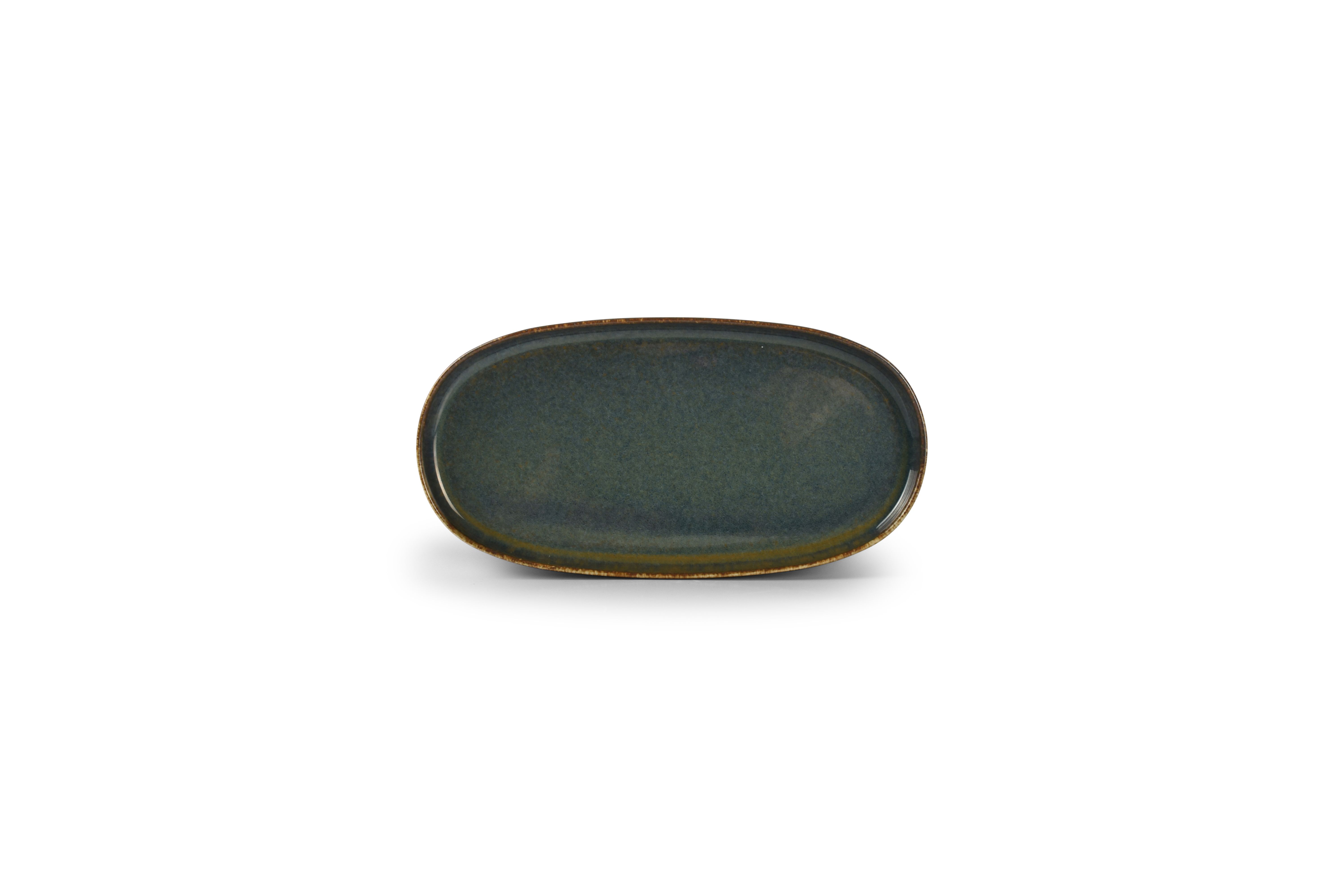 BonBistro Plat Bord Ovaal Pila 30x15 cm Groen - Hoogte 2 cm - Porselein