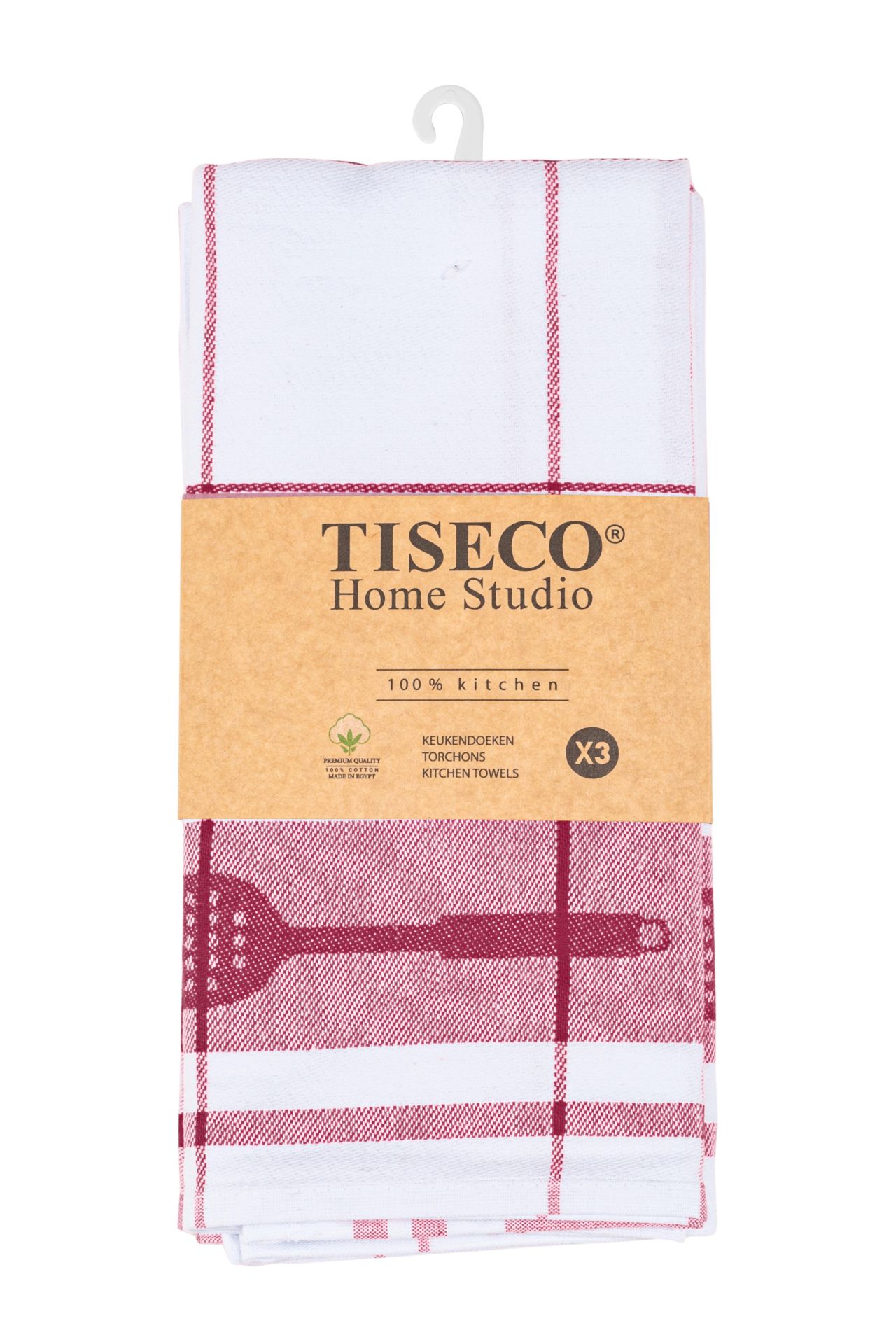 Tiseco Home Studio Keukenhanddoek Pharao 50x70 cm Red - 3 stuks