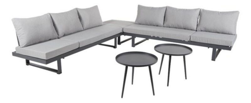 Lou Loungeset Hoek Aluminium Antraciet Omvormbaar tot Ligbed + 2 ...