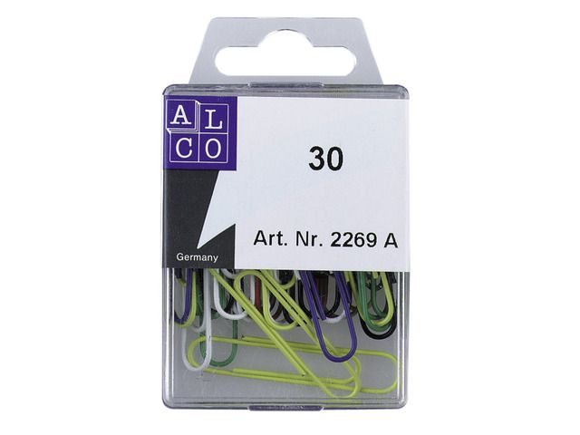 Alco Paperclip Geplastificeerd 50 mm Afgerond - Diverse kleuren - 30 stuks