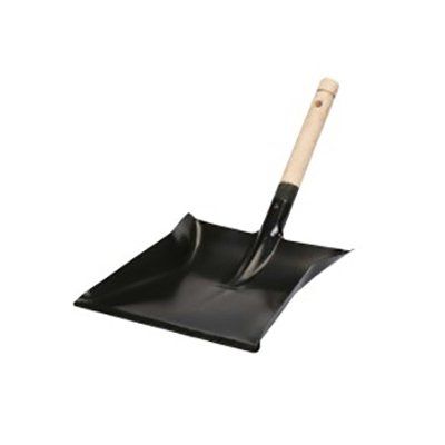 Vuilblik Metaal Zwart Gelakt met Houten Steel