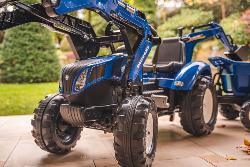 Falk New Holland T8 Pedaaltractor Blauw met Voorlader, Graafarm en ...