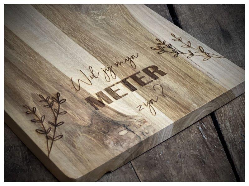 Dotti Snijplank met Lederen Riempje Wil Je Mijn Meter Zijn? - 30 cm